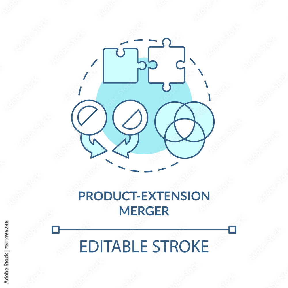 Vetor de Product extension business merger turquoise concept icon ...