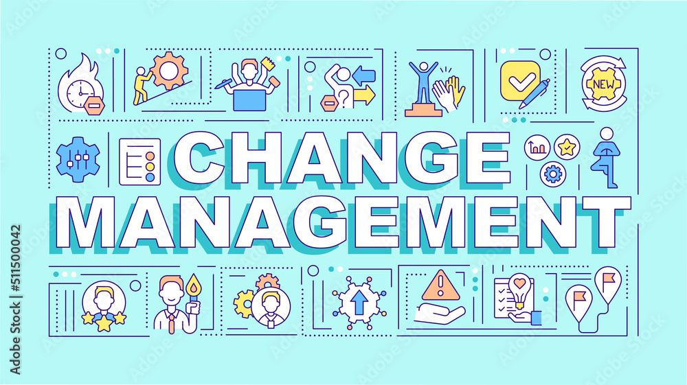 Vecteur Stock Change management word concepts turquoise banner. Embrace innovation. Infographics ...