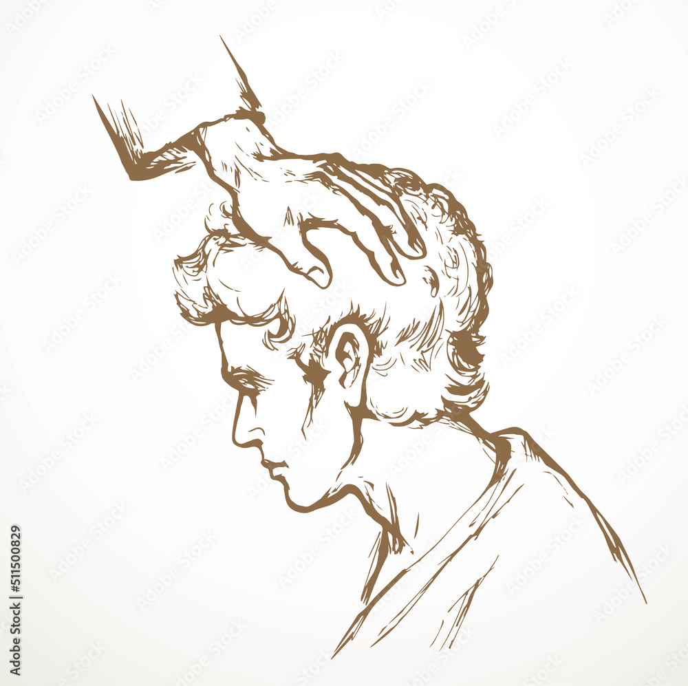 Prayer of blessing and laying on of hands. Vector drawing Stock Vector ...