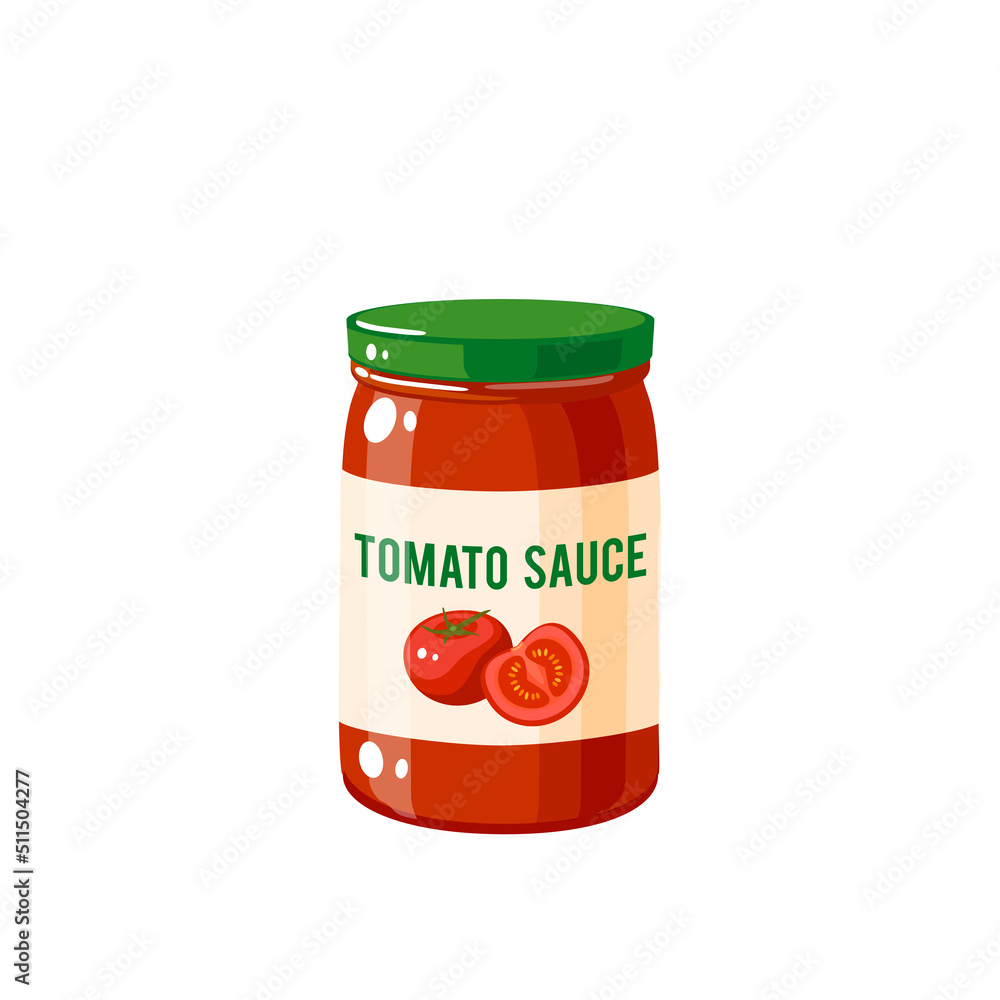 Tomato sauce jar. Vector illustration cartoon icon isolated on white ...