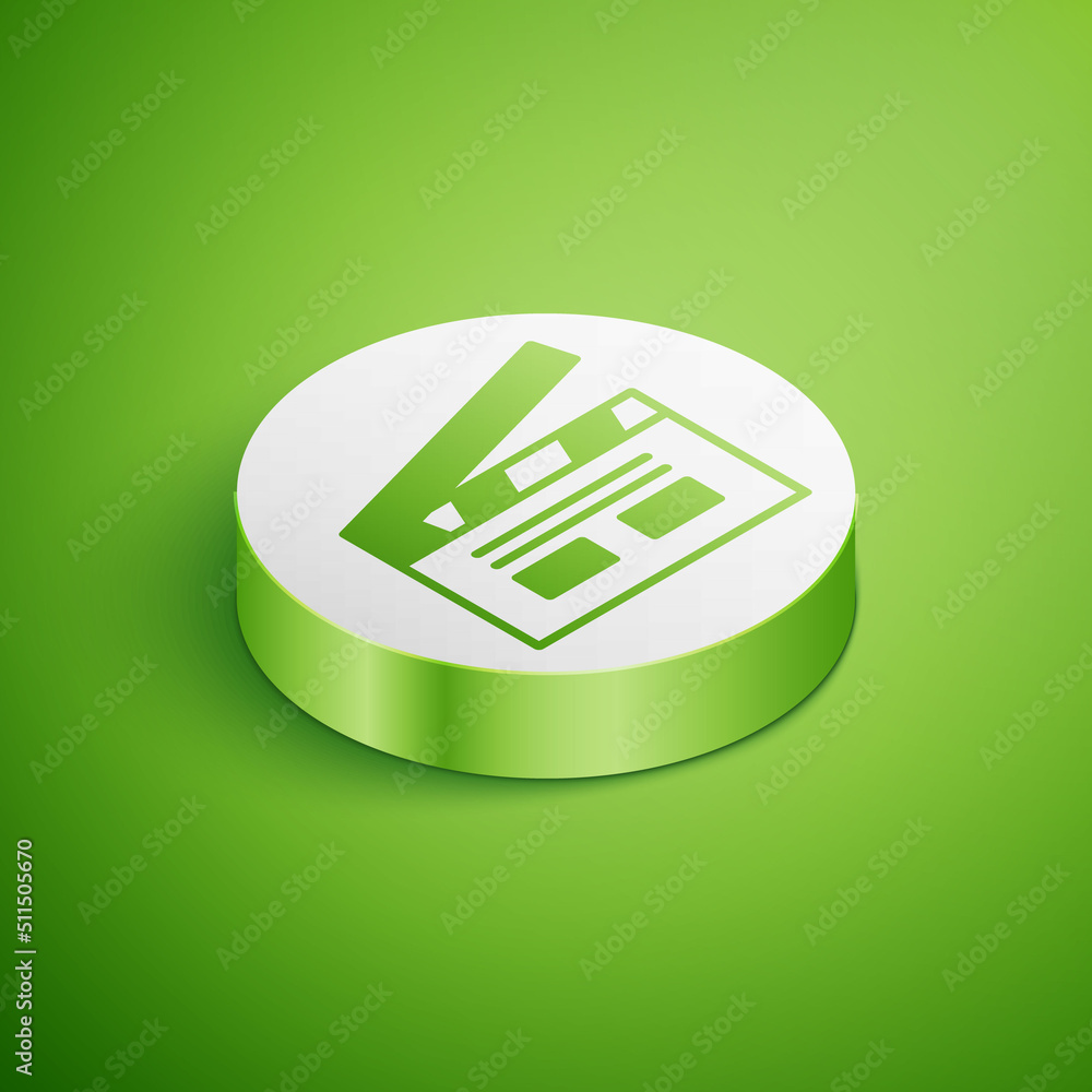 Isometric Bollywood indian cinema icon isolated on green background ...