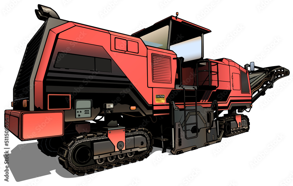 Asphalt Milling Machine - Colored Illustration Isolated on White ...