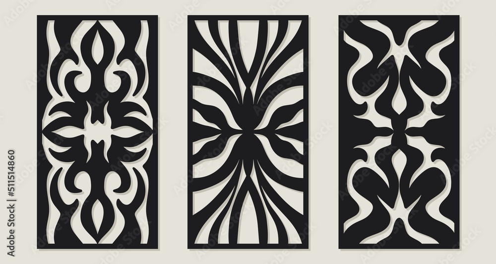 Laser cut pattern set. Vector design with elegant geometric ornament ...