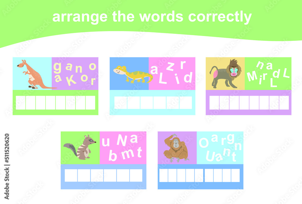 Arrange the words correctly. Worksheet for preschool. Writing practice ...