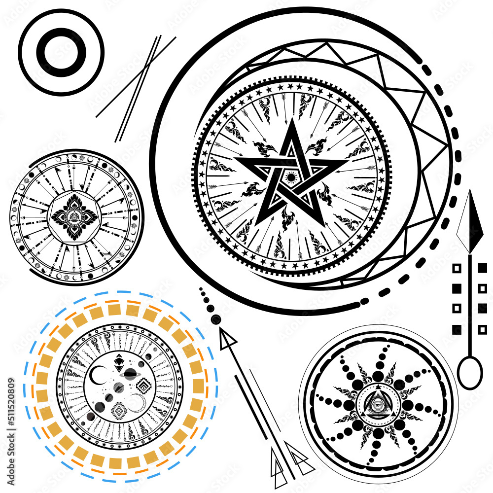 Vector Symbol, Mystical Spiritual Tattoo Symbol, Illustration Of ...