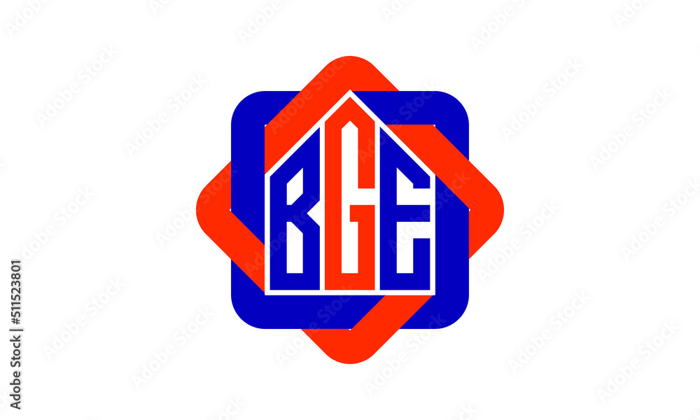 BGE three letter real estate logo with home icon logo design vector ...