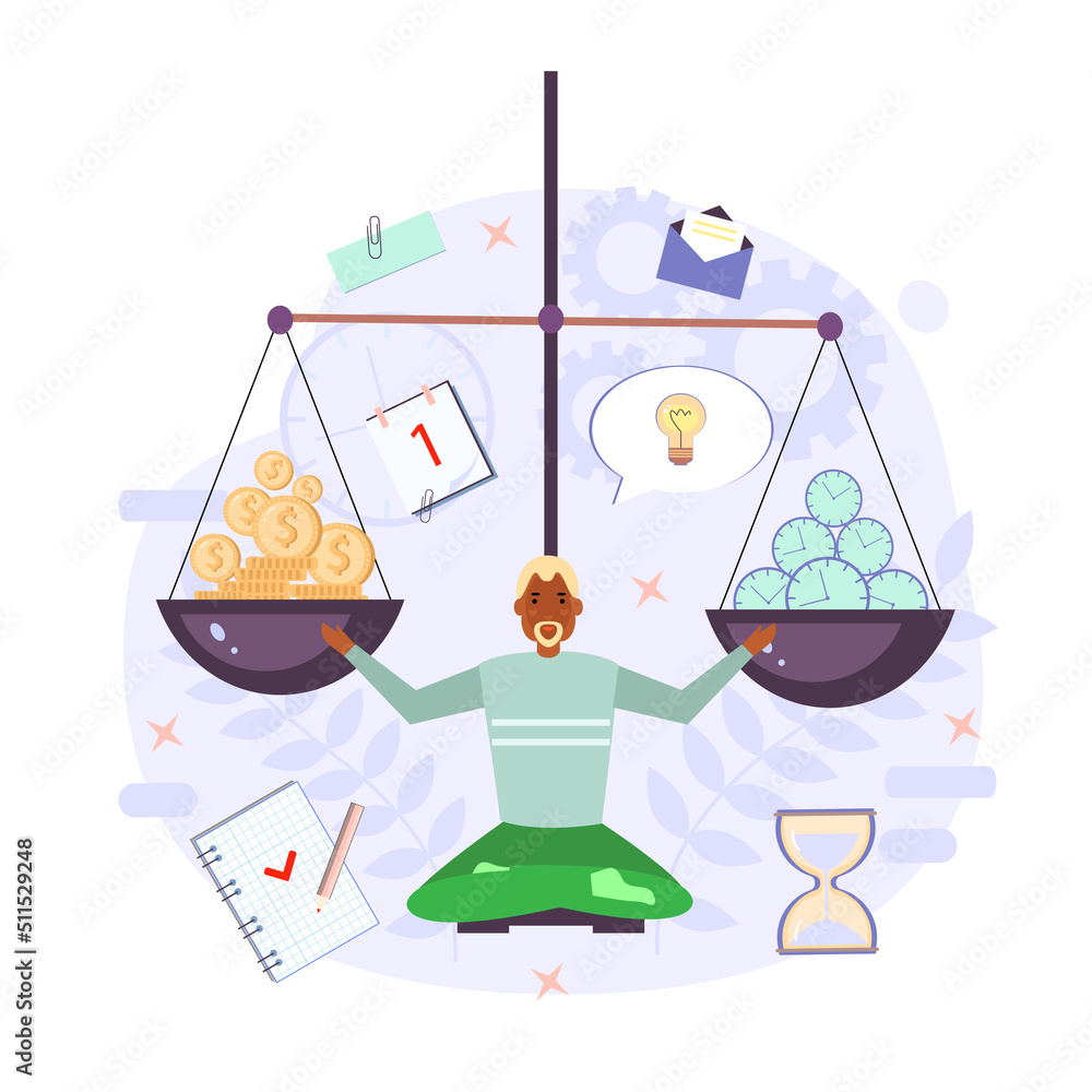 Productivity vector illustration. Scales. Effective time management ...