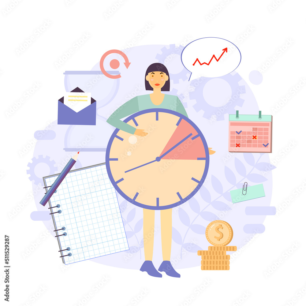 Productivity vector illustration. Watch. Effective time management ...