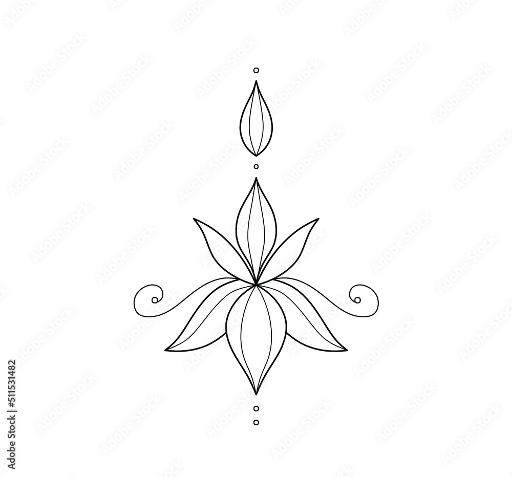 Vector isolated lotus flower symmetrical decorative element colorless ...