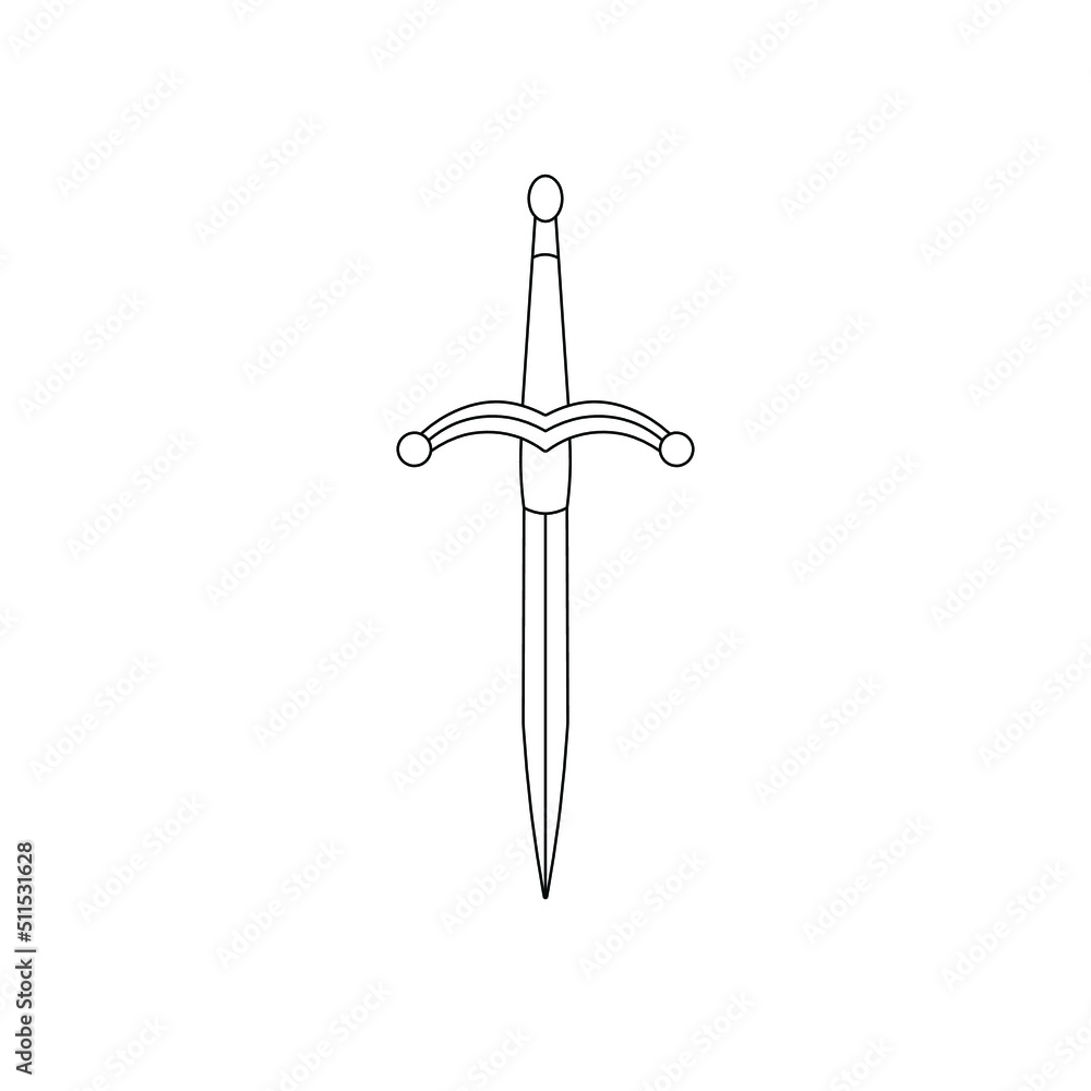 Vector isolated vertical dagger point down colorless black and white ...