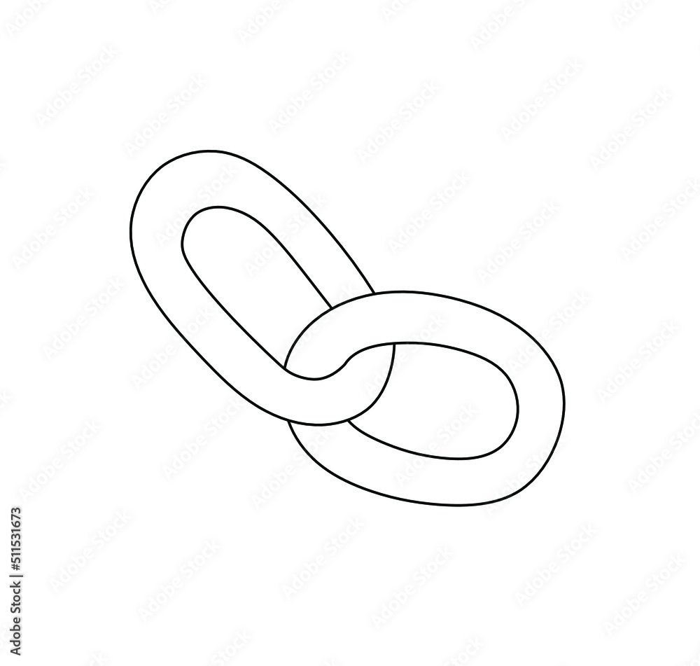 Vector isolated two connected chain links colorless black and white ...