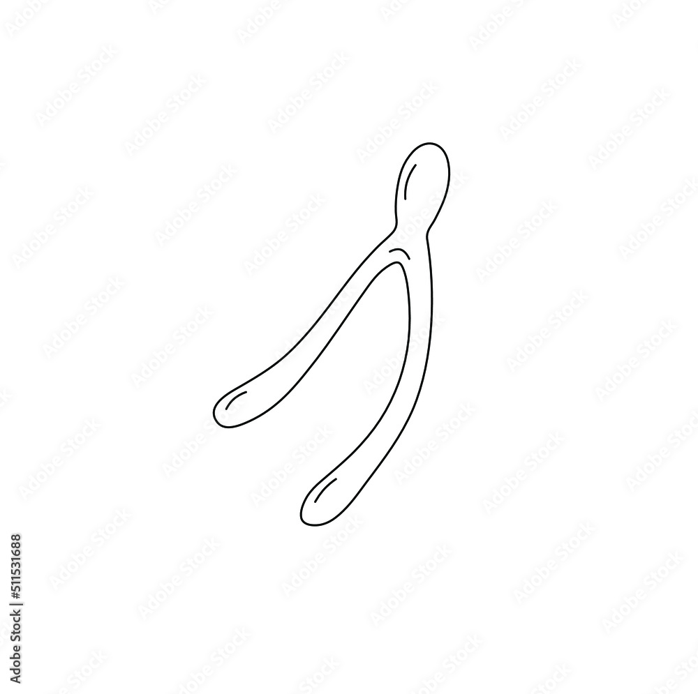 Vector isolated cute cartoon chicken wishbone colorless black and white ...
