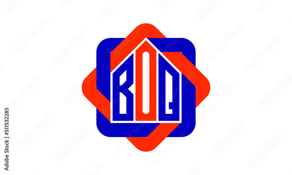 BOQ three letter real estate logo with home icon logo design vector ...