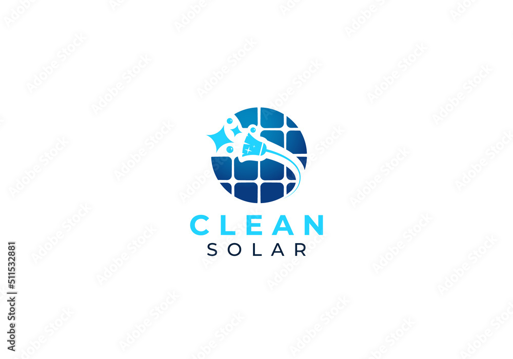 solar panel cleaning logo concept Stock Vector | Adobe Stock