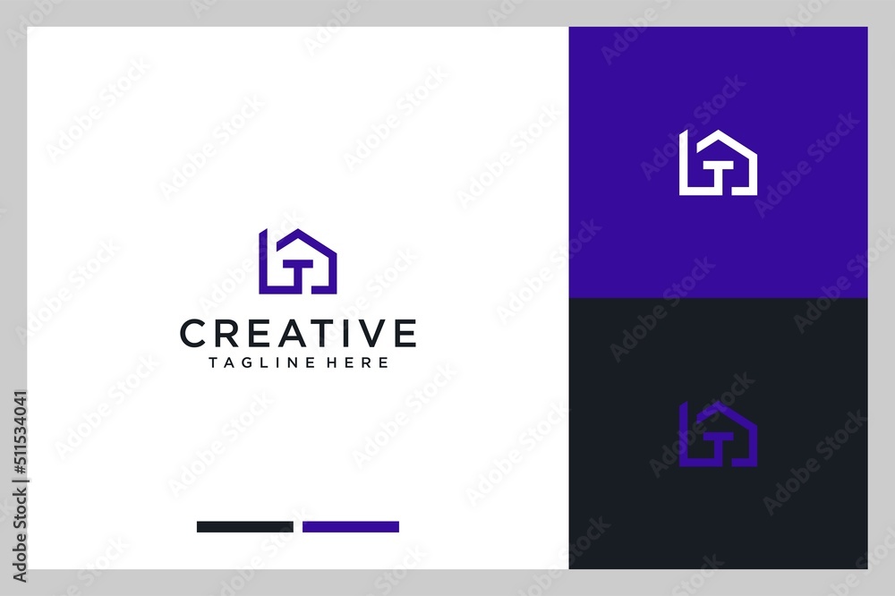 letter T and home logo design Stock Illustration | Adobe Stock