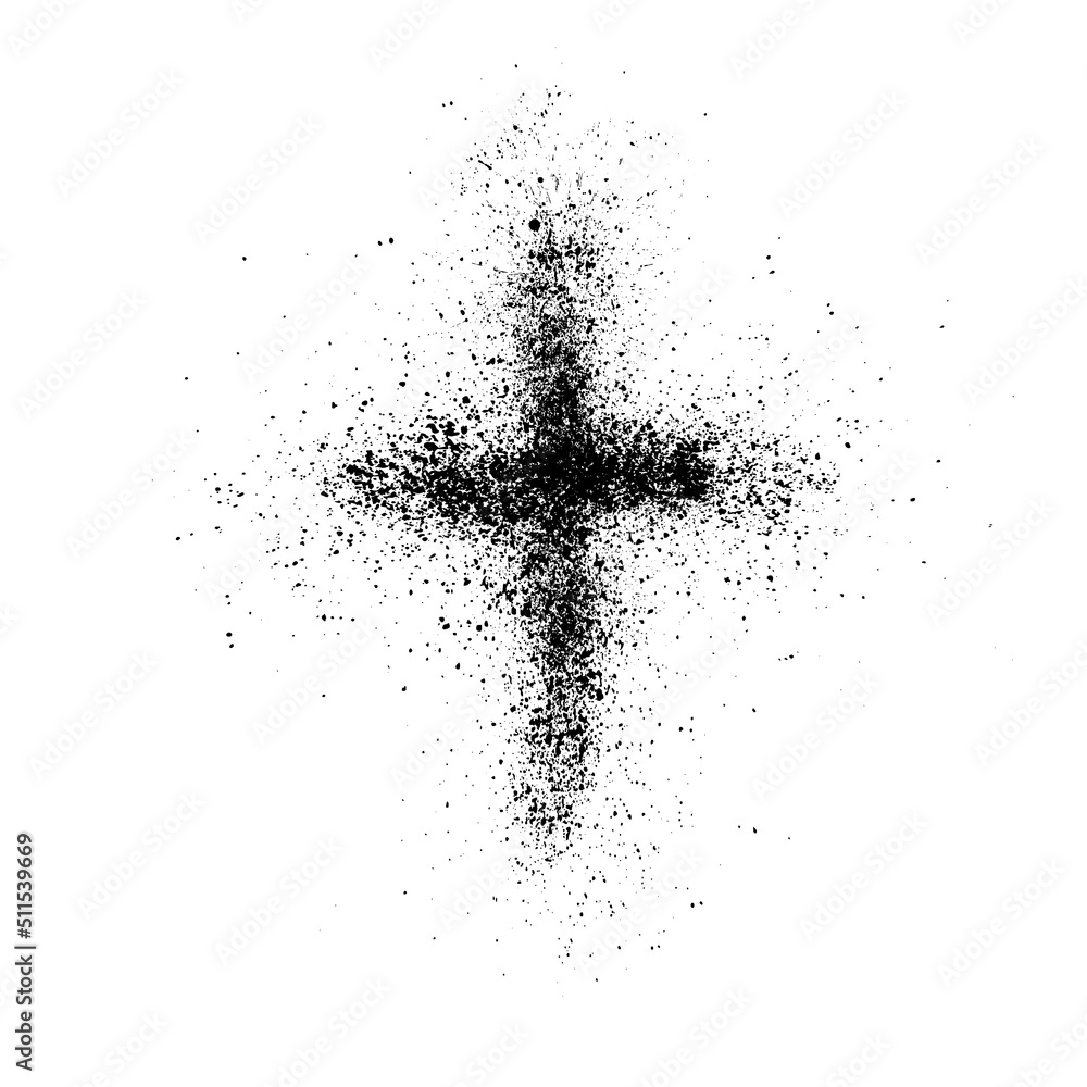 Black Cross. Religion. Splashes of black paint. Vector illustration ...