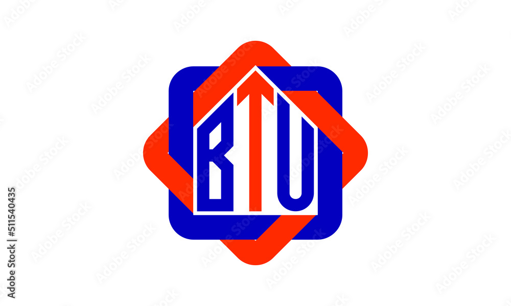BTU three letter real estate logo with home icon logo design vector ...
