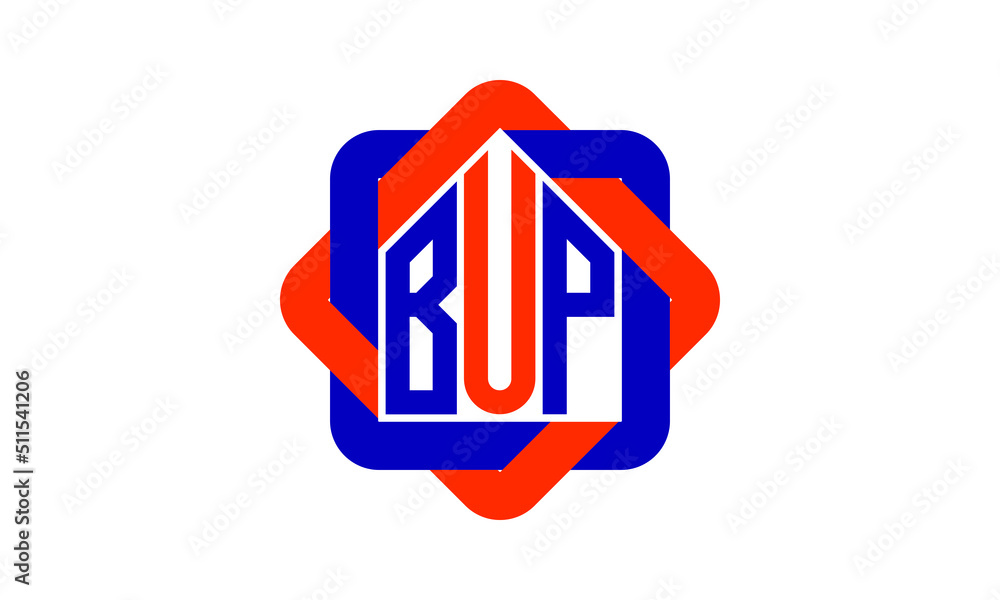 BUP three letter real estate logo with home icon logo design vector ...