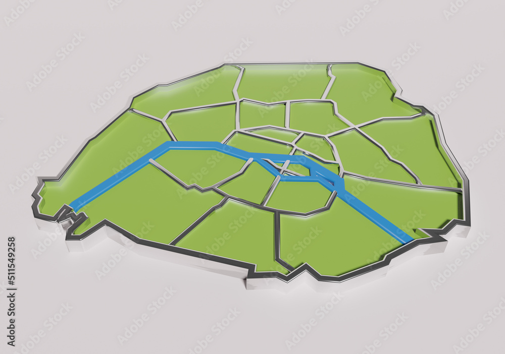 Poster PLAN de PARIS en 3D avec arrondissements – Wall Art | UkPosters