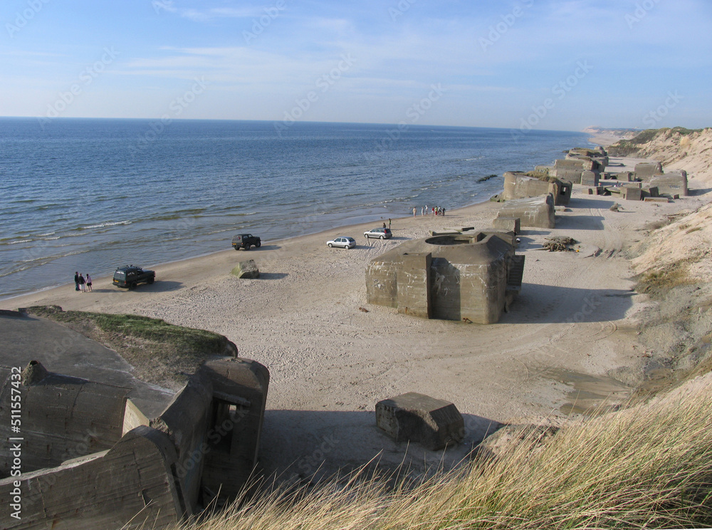 Überreste des Atlantik Wall in Lokken mit Bunkern. 2. Weltkrieg ...
