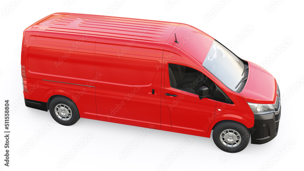 Tokyo, Japan. April 12, 2022: Toyota Hiace. Red commercial van for ...