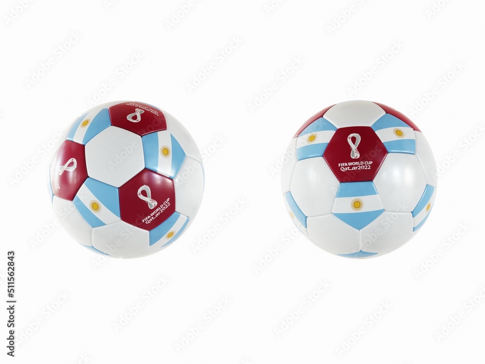 Football or soccer ball design with official 2022 FIFA World Cup logo ...