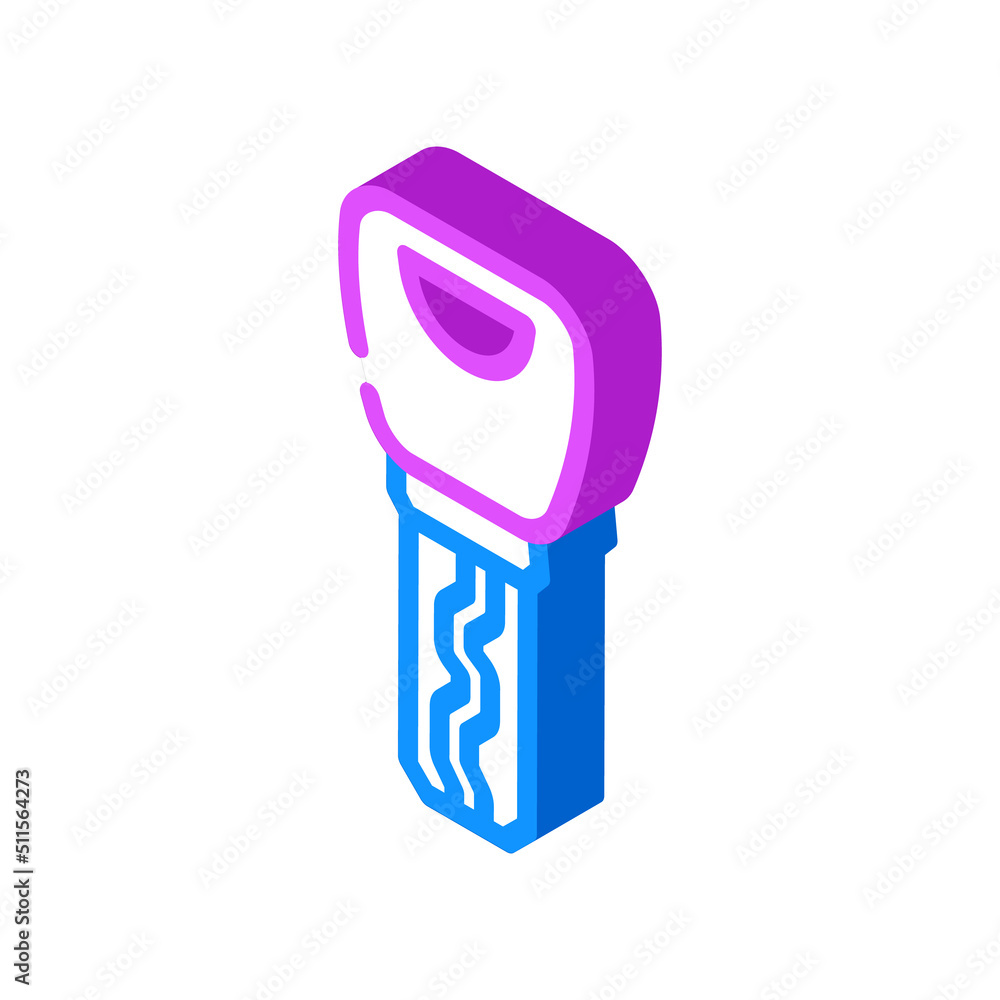 laser cut key isometric icon vector. laser cut key sign. isolated ...