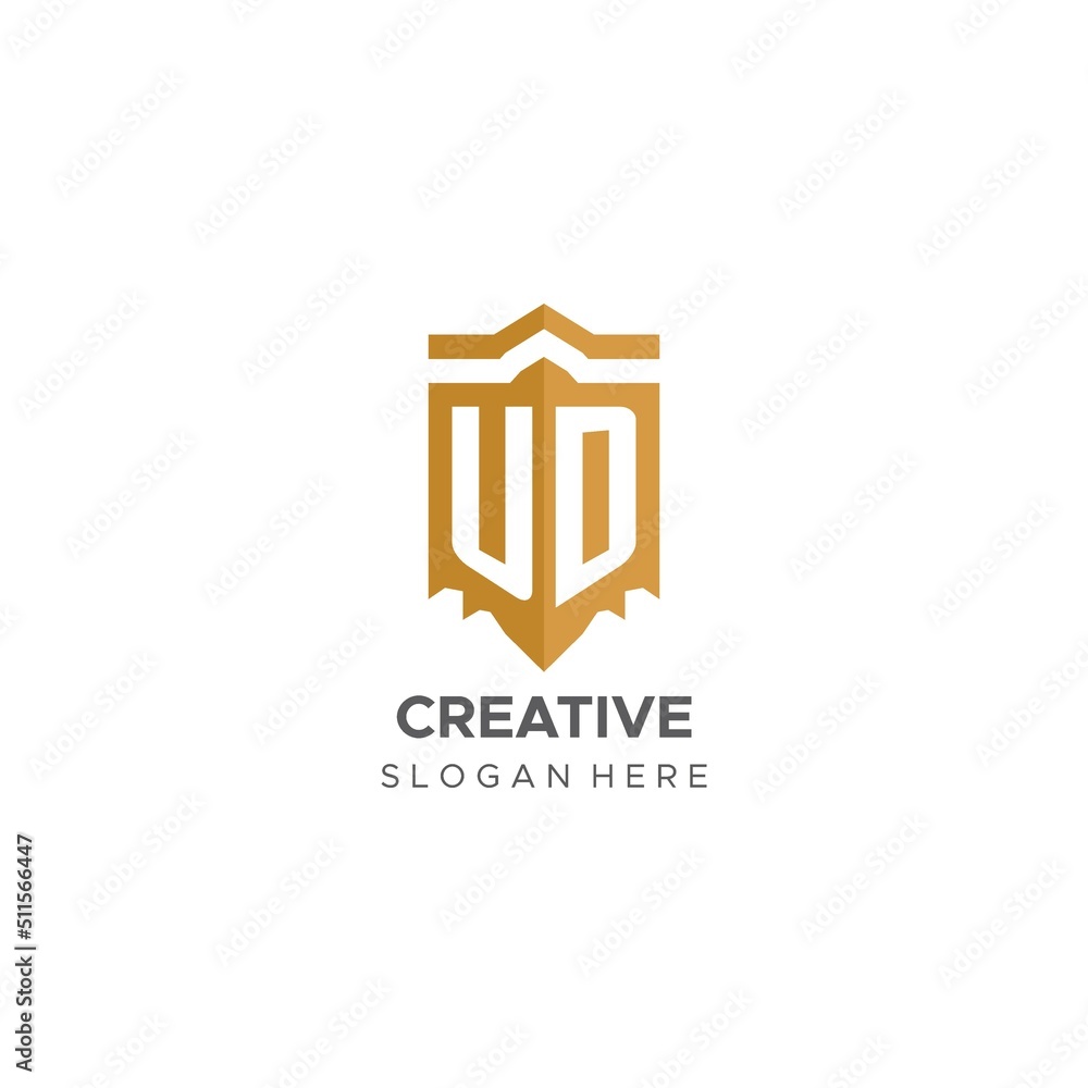 Monogram UD logo with shield geometric shape, elegant luxury initial logo design Stock Vector ...