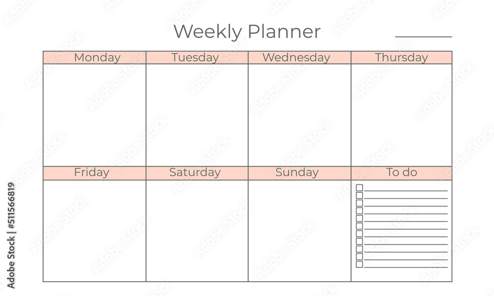 Weekly planner template. Week calendar schedule printable to-do list ...