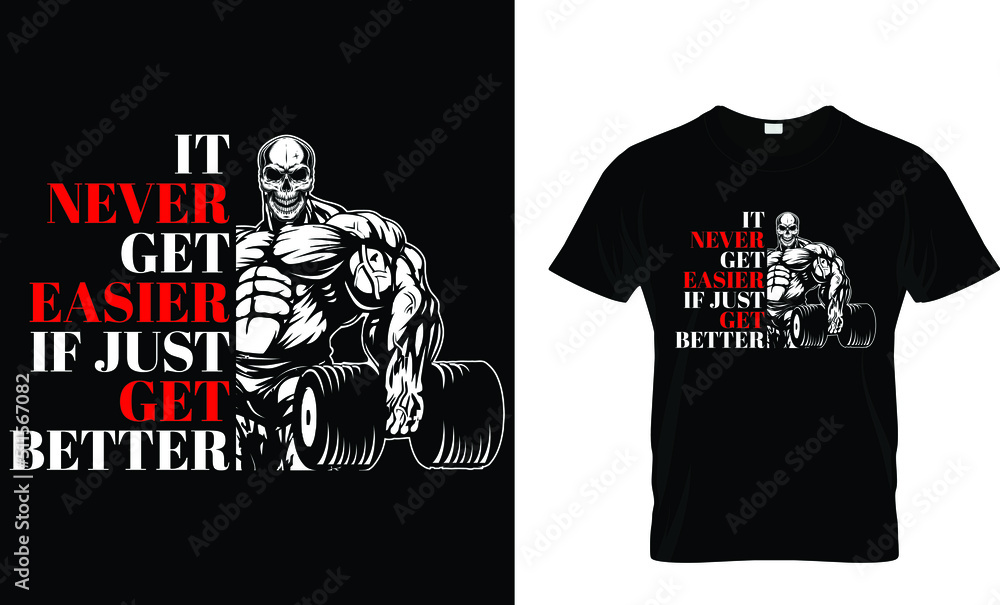 Gym T Shirt Vector Typography Gym T Shirt Design For Fitness Lovers