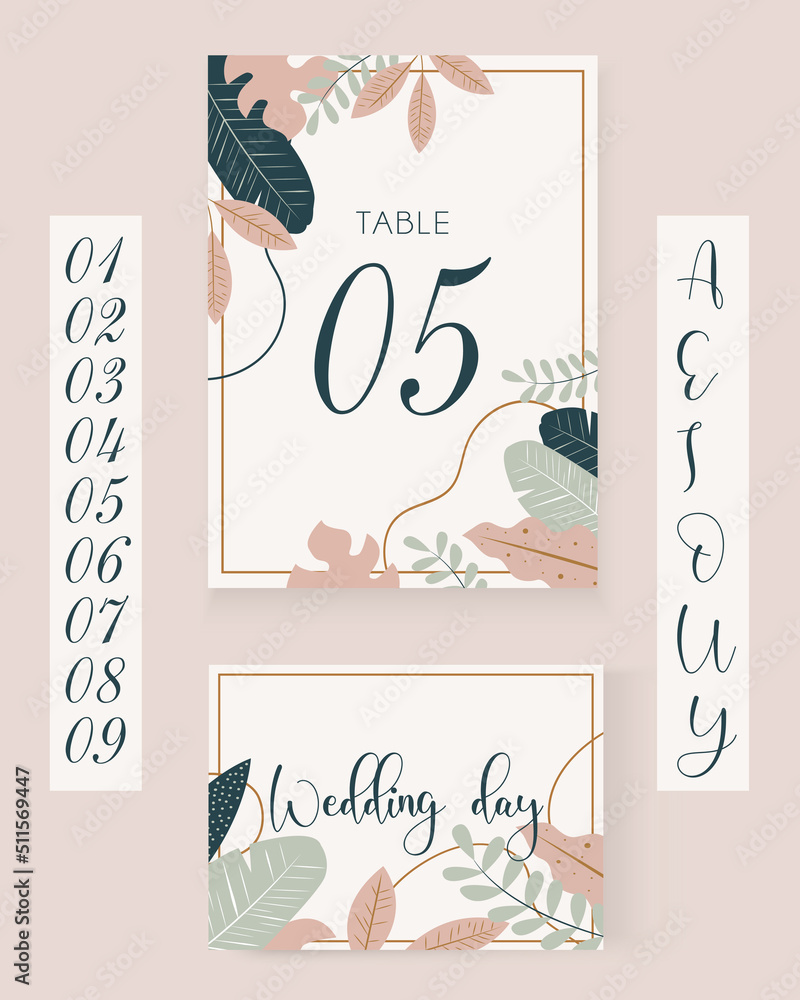 Wedding day. Template for wedding decor. Table numbering. Stock Vector ...