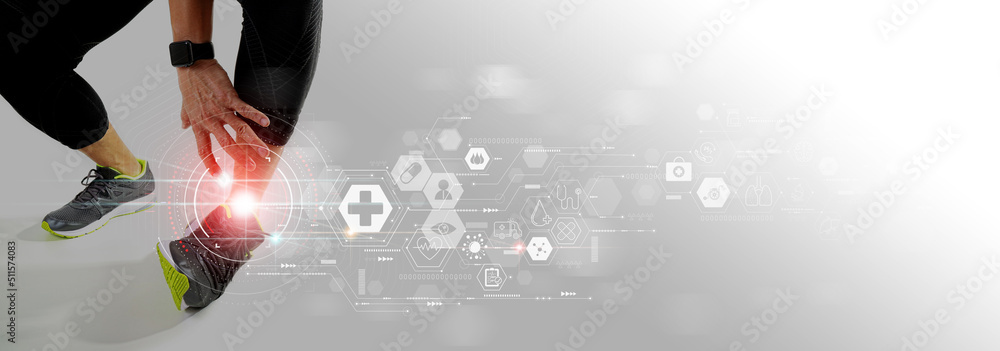 Runner sportsman holding ankle in pain with Broken twisted joint ...