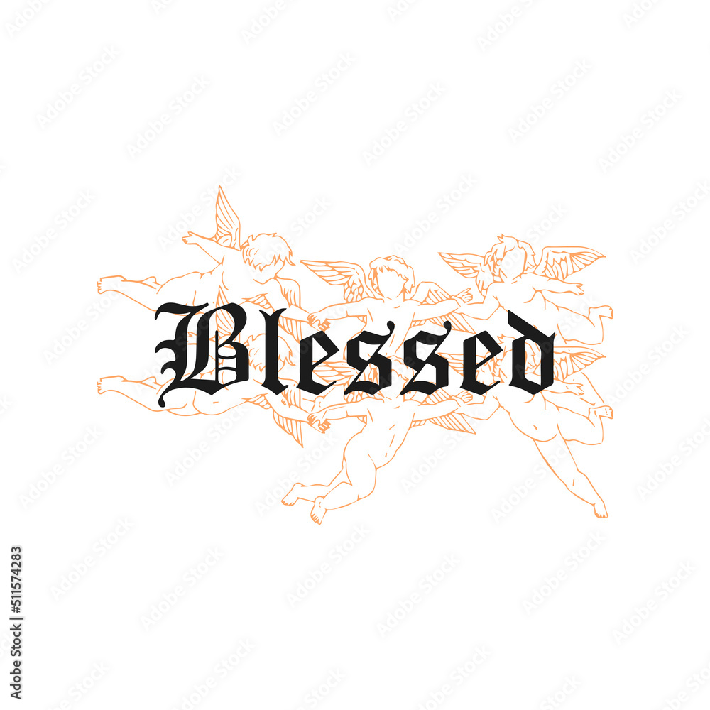 angel themed blessed writing vector Stock Vector | Adobe Stock
