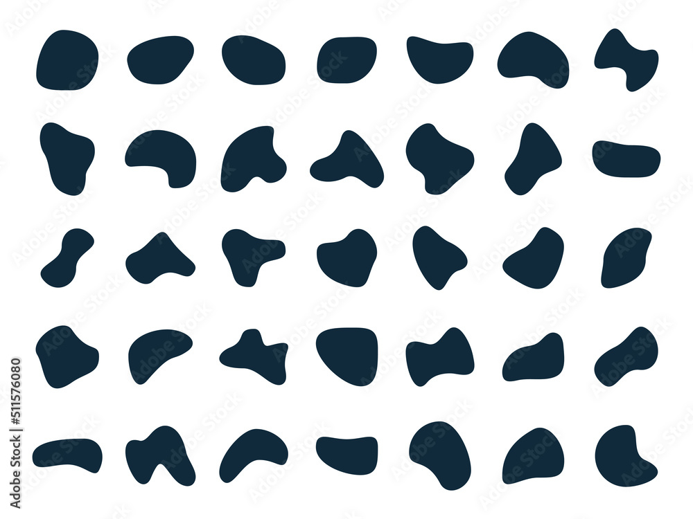 Blob round shapes set. Abstract liquid black elements collection ...