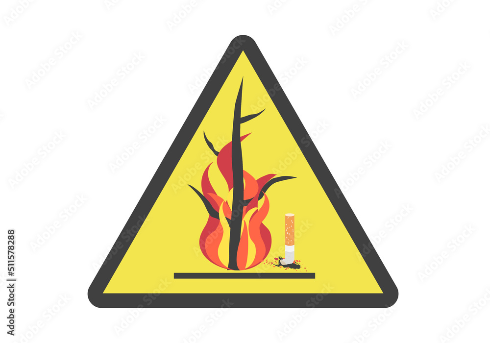 Señal de riesgo de incendios por arrojar colillas, cigarrillos Stock ...