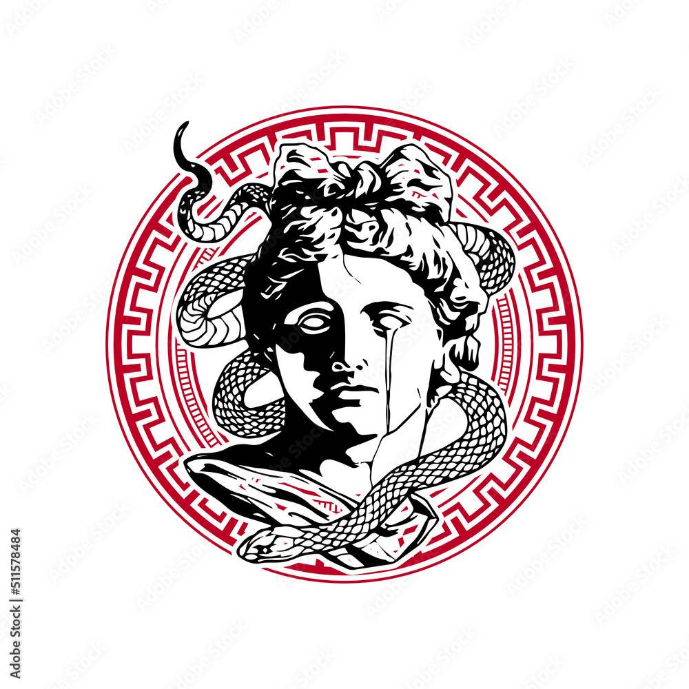 vector illustration of god's head with snake Stock Vector | Adobe Stock