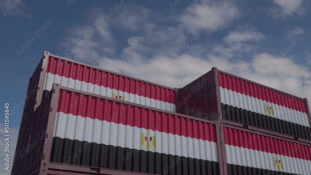 Egypt flag containers are located at the container terminal. Egypt ...