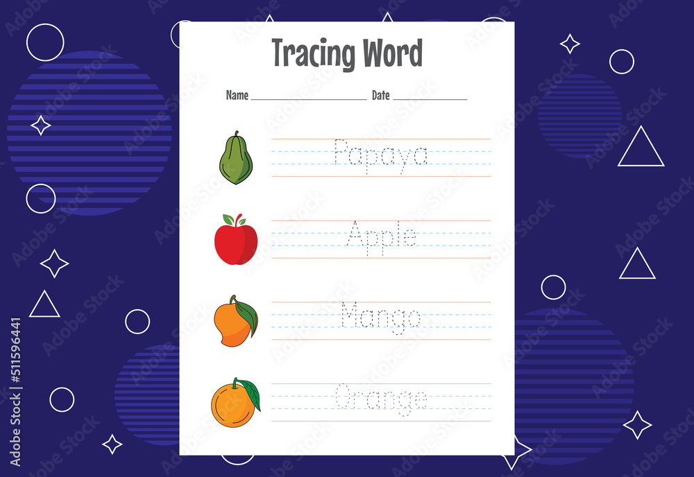 Word tracing worksheets for kids. Letters trace exercises for kids ...