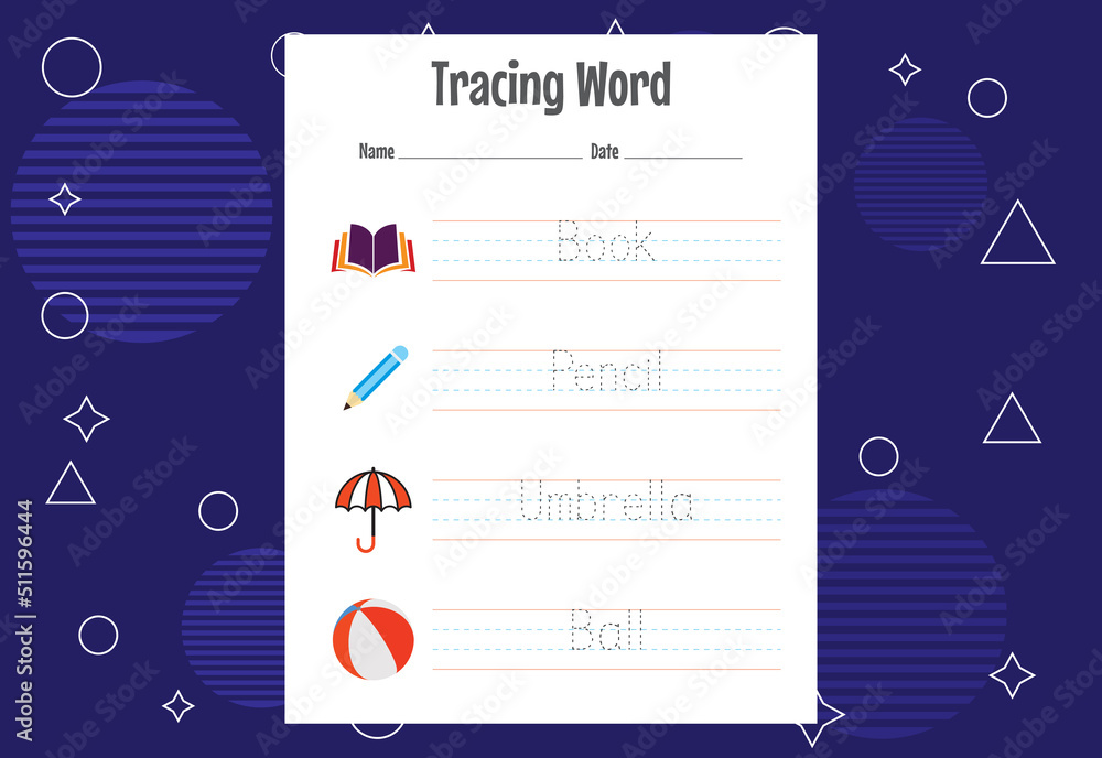 Word tracing worksheets for kids. Letters trace exercises for kids ...