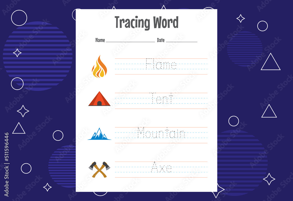 Word tracing worksheets for kids. Letters trace exercises for kids ...