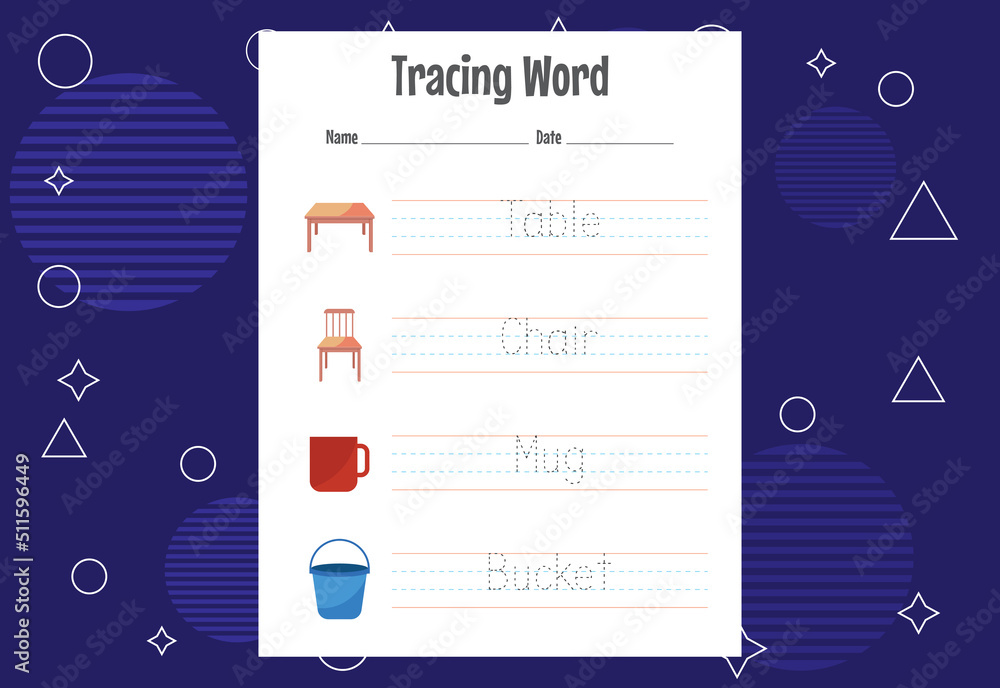 Word tracing worksheets for kids. Letters trace exercises for kids ...