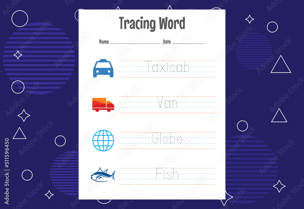 Word tracing worksheets for kids. Letters trace exercises for kids ...