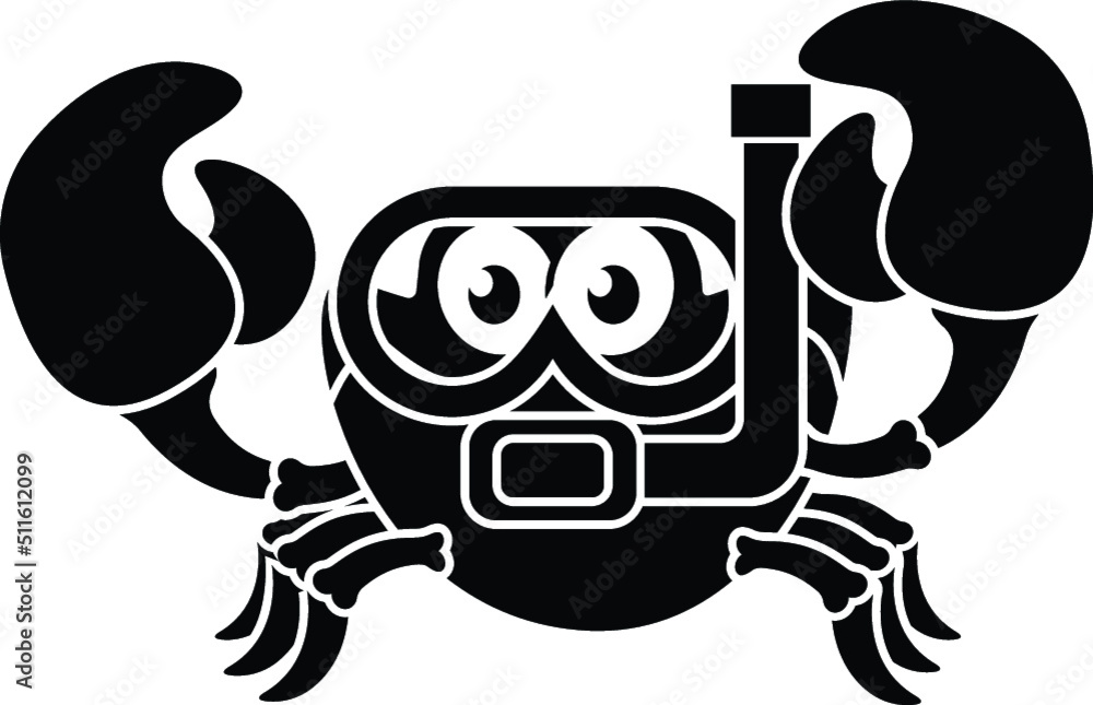 Black and White Cartoon Illustration Vector of a Cartoon Crab Wearing ...