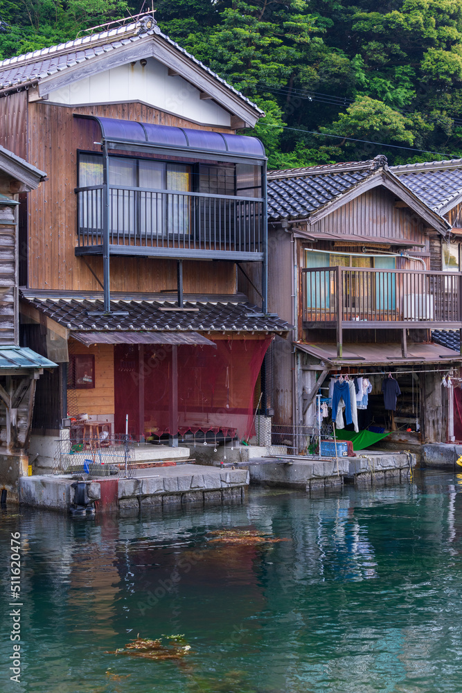 Lined up boathouses at Ine Town in Kyoto, Japan Stock Photo | Adobe Stock