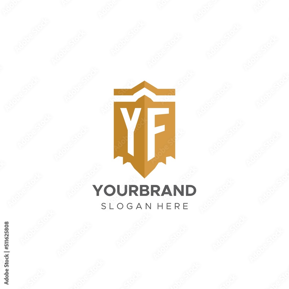 Monogram YF logo with shield geometric shape, elegant luxury initial ...