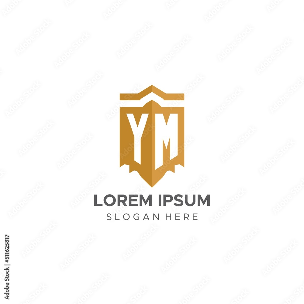 Monogram YM logo with shield geometric shape, elegant luxury initial ...