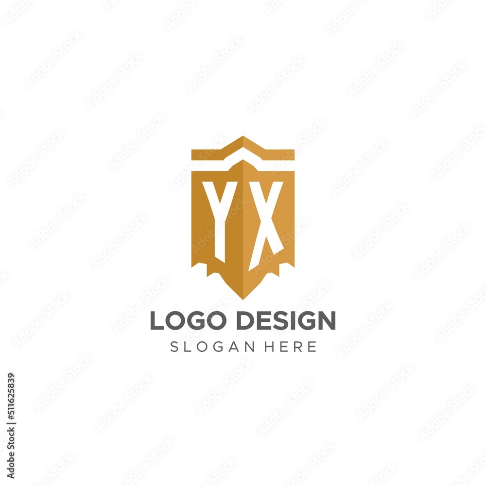 Monogram YX logo with shield geometric shape, elegant luxury initial ...