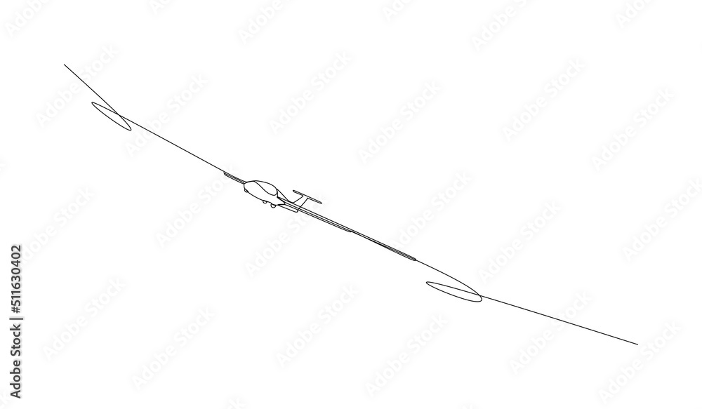 Single continuous line - glider is a fixed-wing aircraft that is ...