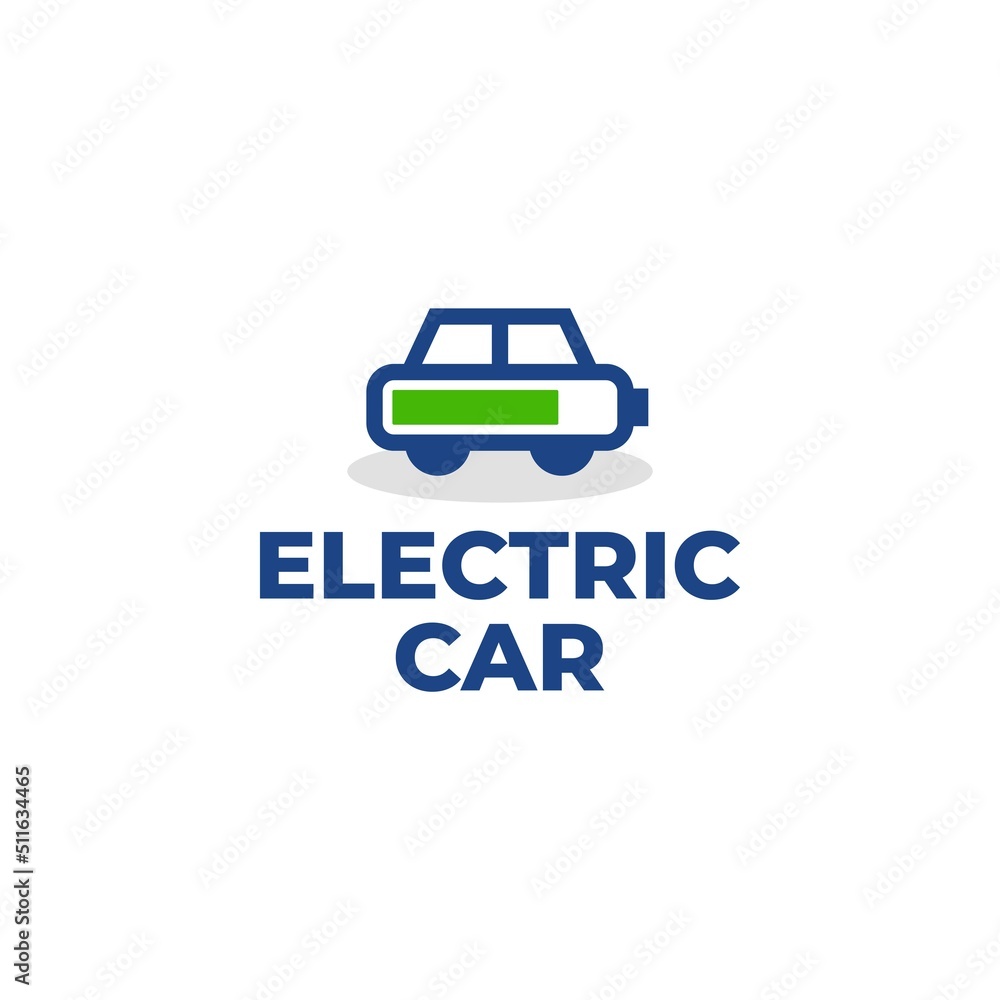 electric car logo line outline style vector design with combination of ...