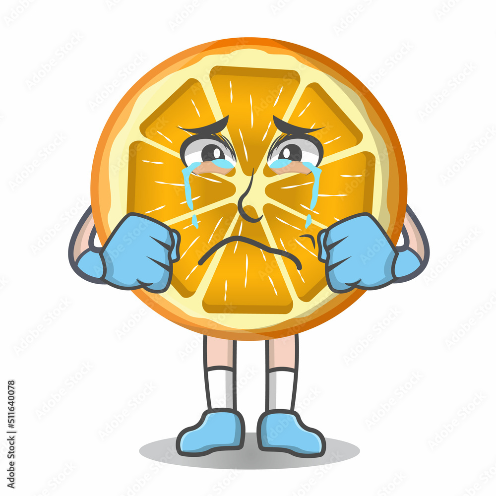 collection of cute slice orange cartoon character with sad expressions ...